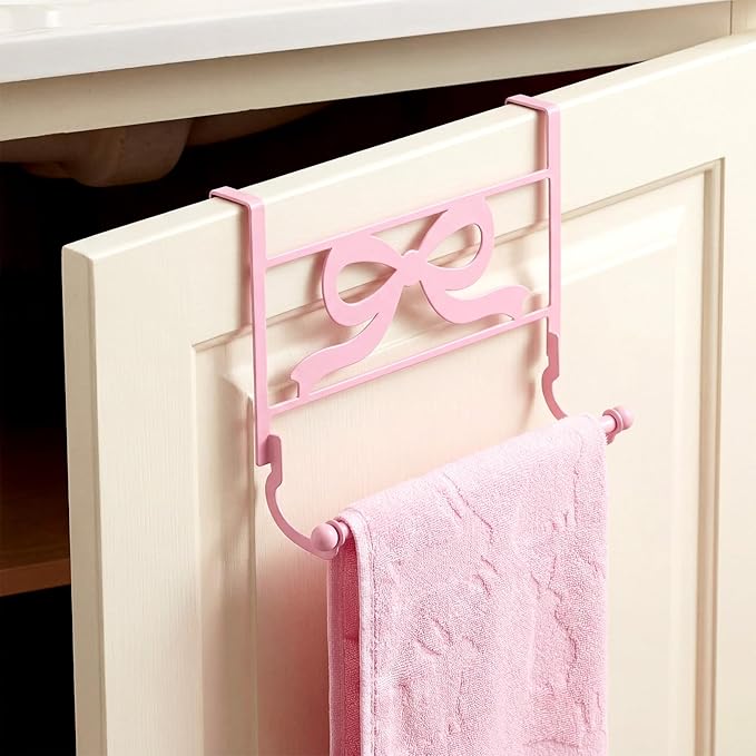 Amazon.com: BrightRow Cabinet Door Towel Holder Pink Bow Over The ...