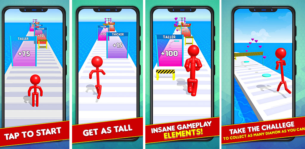Tall Man Runner! Crazy Man Run Tall & Wide 3D - StickMan Run through ...