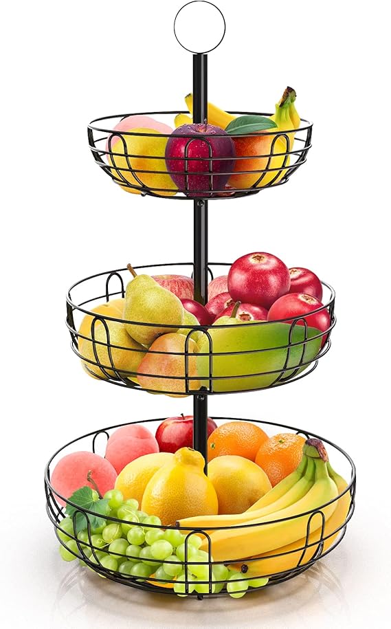 3 Stöckig Obstkorb - Obstschale Gemüsekorb aus Metall, Stehend ...