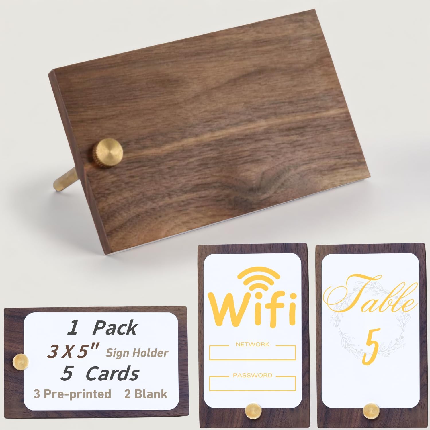 Amazon.com: Parvigo Table Sign Holder, Walnut Wood Card Holder Display ...