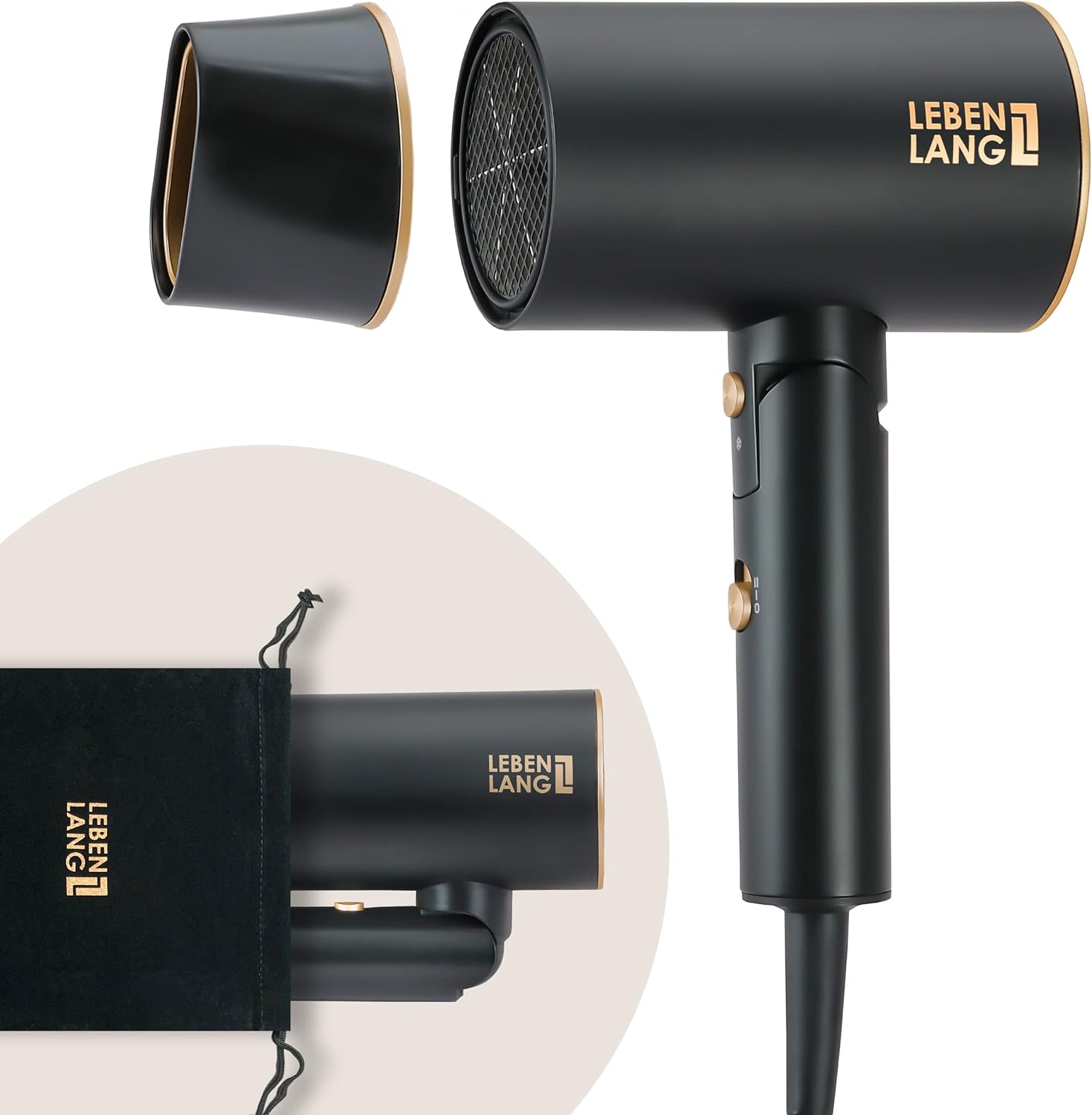 LEBENLANG Hair Dryer Ionic 2100W - Anti-Spliss with Cold Air Mode ...