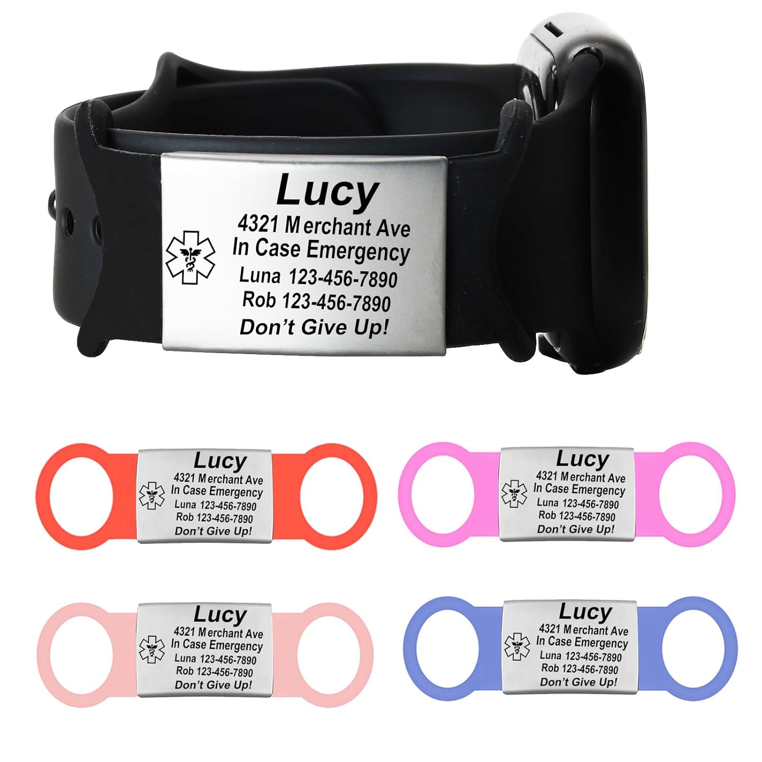 Amazon.com: Medical Alert ID Tag for Watch Band, Personalized Engraved ...