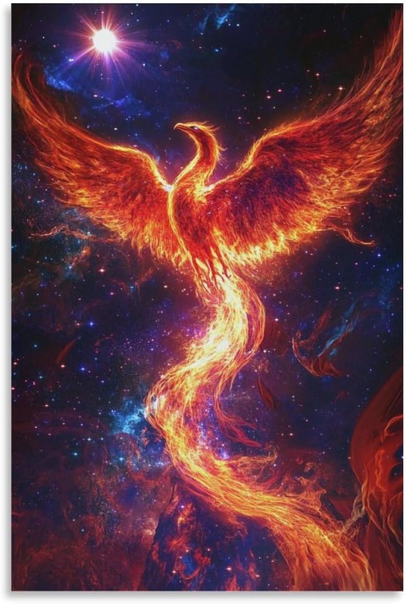 Amazon.com: Phoenix Rising Fantasy Flamebird Majestic Poster Canvas ...
