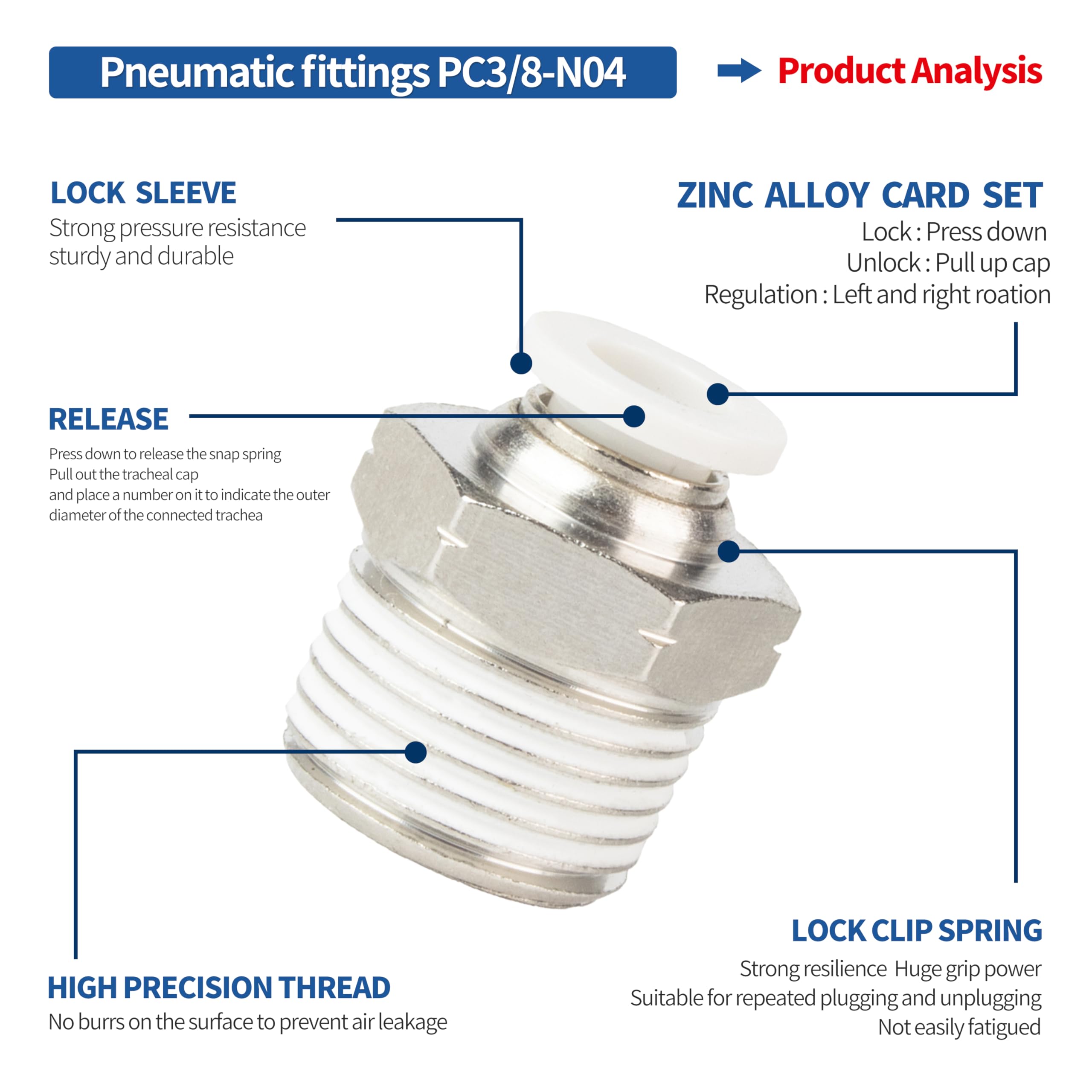 Snapklik.com : BLCH PNEUMATIC Male Straight Push To Connect Fittings 3/8 Inch Tube OD X 1/2 Inch ...