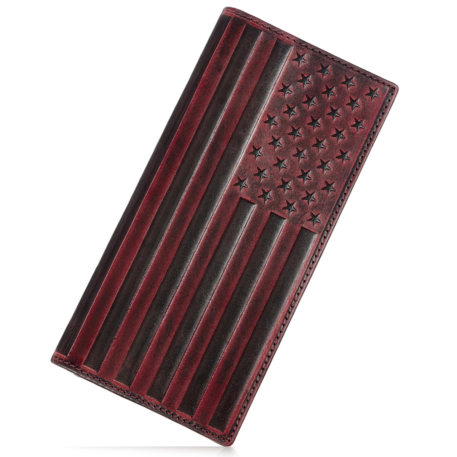 Amazon.com: Pefiam Long Leather Wallet for Men, Checkbook Wallet for ...