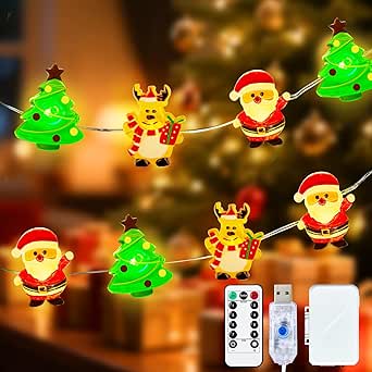 Amazon.com: Yooumoga Christmas Mini String Lights,16 FT 30 LED USB Plug in Powered and Battery ...