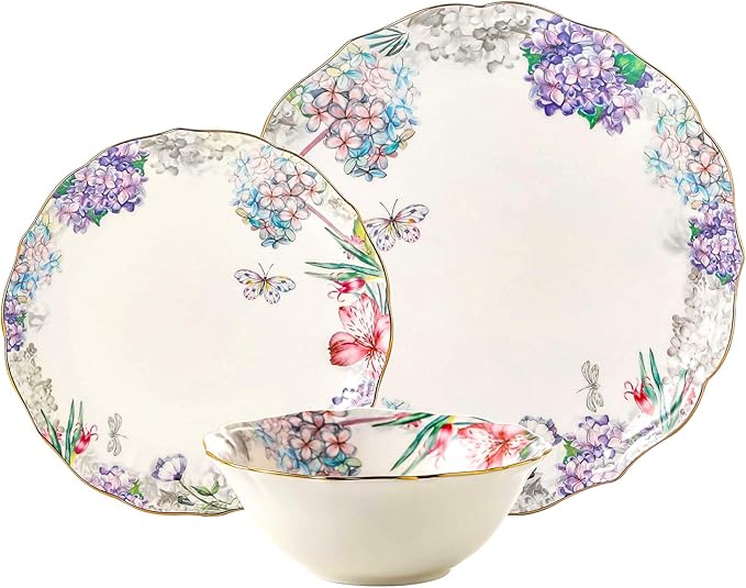 Amazon.com | Bone China Dinnerware Set for 4, 12-Piece Porcelain ...