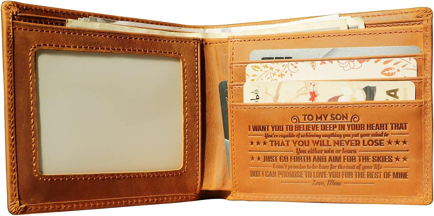 Amazon.com: Mens Wallet for Son Bifold Engraved Personalized Wallet for ...