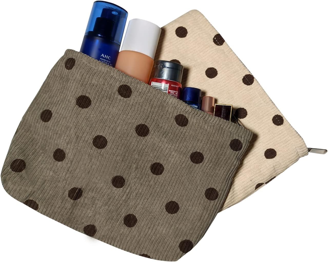 Amazon.com: YEOSAQEI 2 PCS speckle Velvet Cosmetic Bag Makeup Bag Large ...