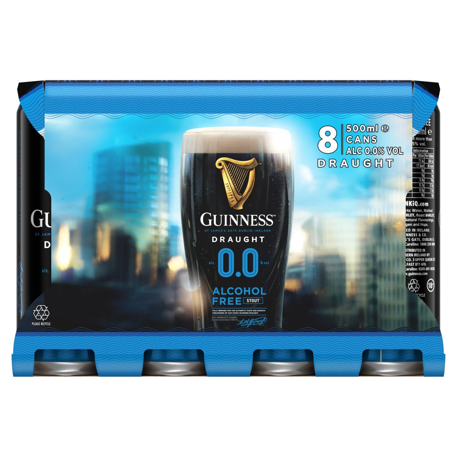 Guinness Draught 0.0 Alcohol Free Stout | 0% vol | 8 x 440ml | Notes of ...