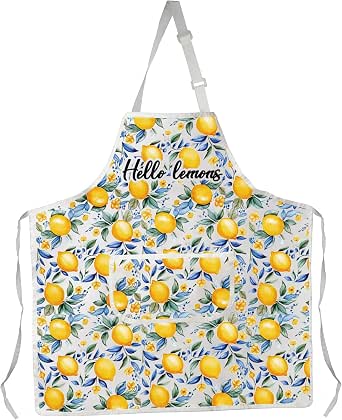 Amazon.com: PXTIDY Italian Blue Tiles And Lemons Kitchen Apron Italian ...