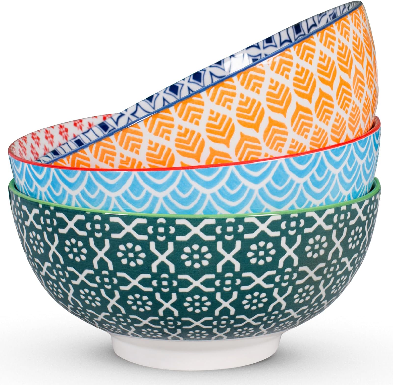 Amazon.com | Baalaka Pasta Bowls 9 Inch, Glass Salad Bowl with double ...