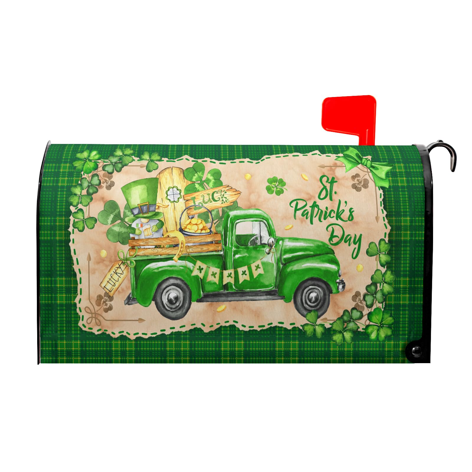 Happy St Patricks Day Mailbox Cover Lucky Shamrock Truck Magnetic ...