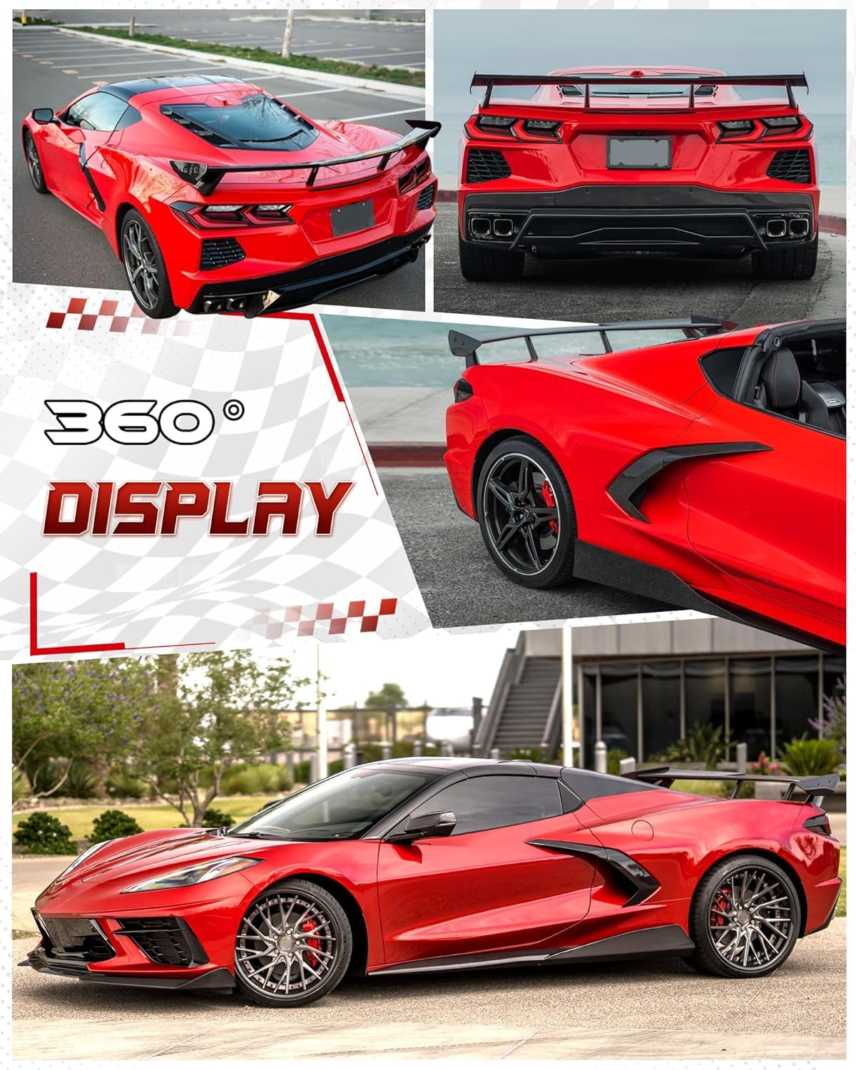 Snapklik.com : Rear High Wing Spoiler Fit For Corvette C8 2020 2021 ...
