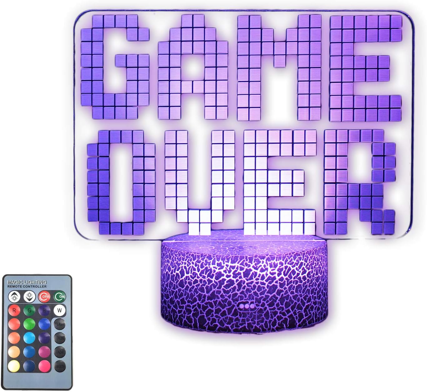 TriPro Game Over 3D Illusion LED Room Desk Decor Lamp Gaming Night ...