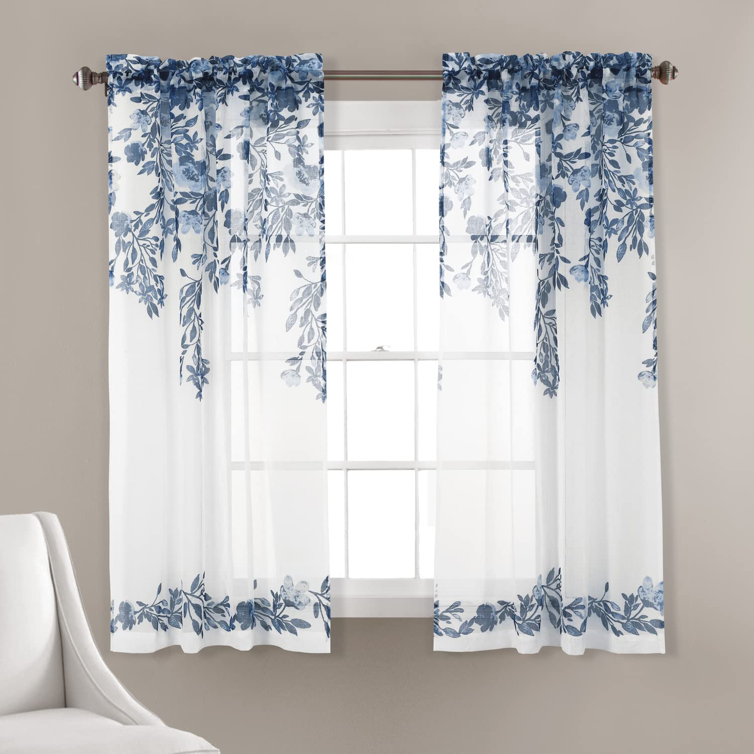 Amazon.com: Lush Decor Tanisha Curtains - Sheer Window Panel Set ...