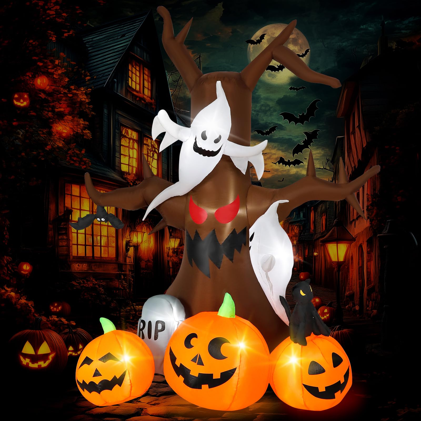 Amazon.com: 8FT Halloween Inflatable Dead Tree Outdoor Decorations with ...