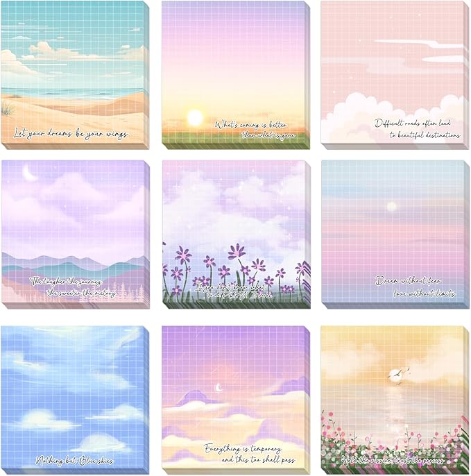 Amazon.com : 9 Pieces Nature Inspirational Sticky Notes Self-Adhesive ...