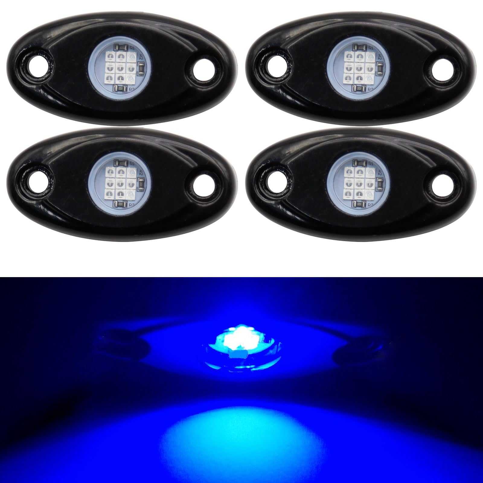 Snapklik.com : LED Rock Lights, 4 Pods LED Neon 12V Dome Exterior Wheel ...