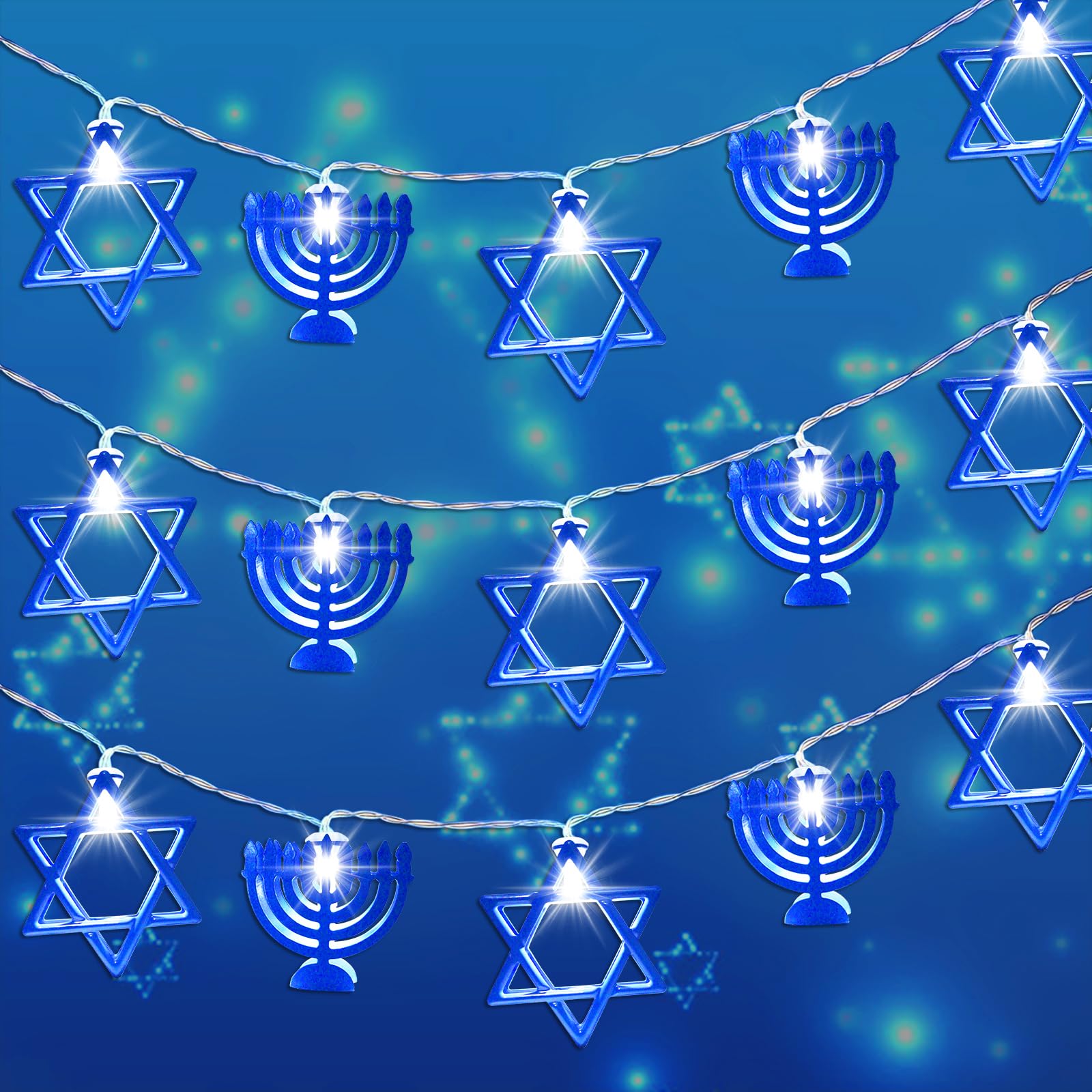 Amazon.com: Yayfazy Hanukkah Decorations Menorah Star of David String ...