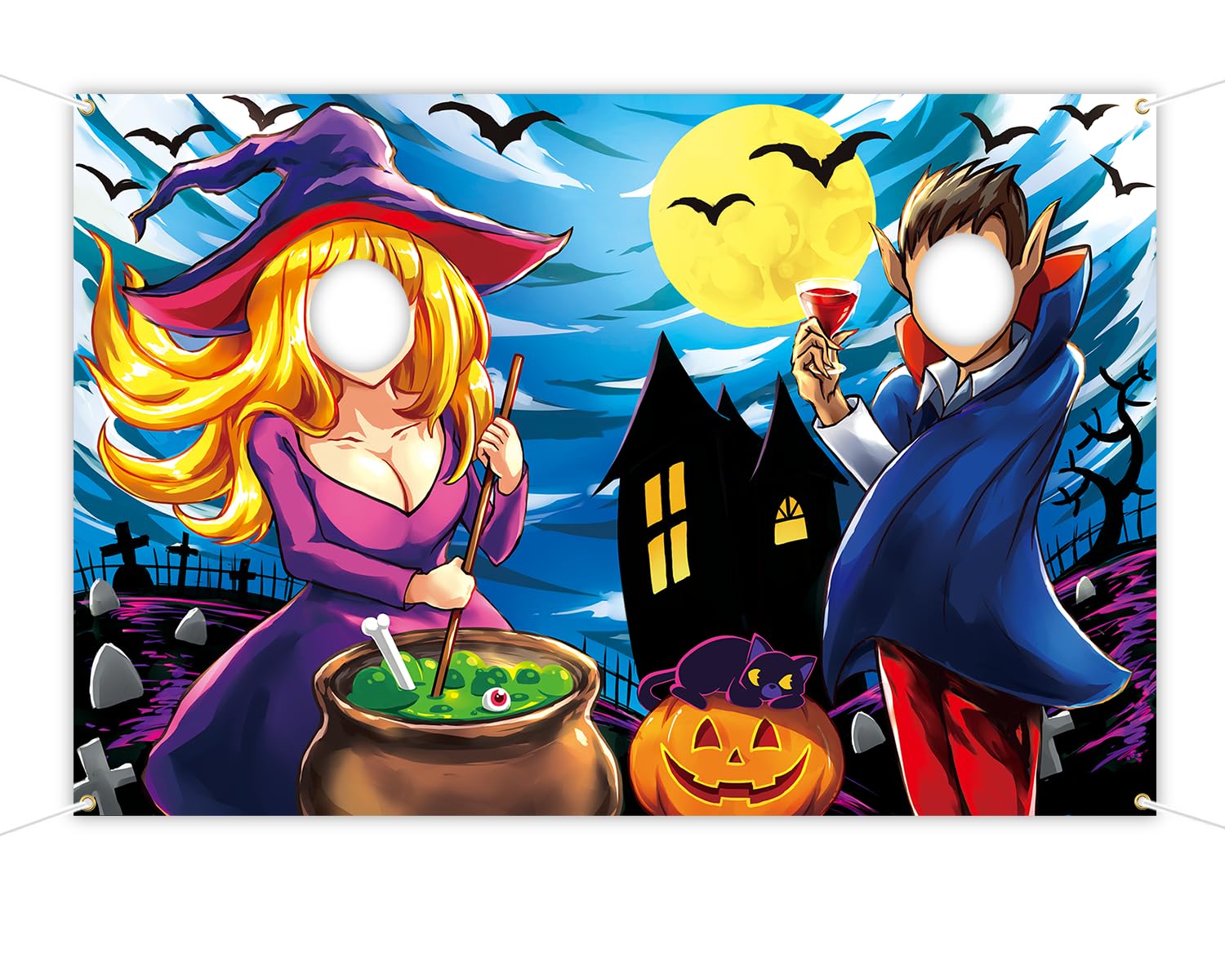 Amazon.com : Horror Night Face in Hole Backdrop 5 x 3.3 ft, Vampire ...