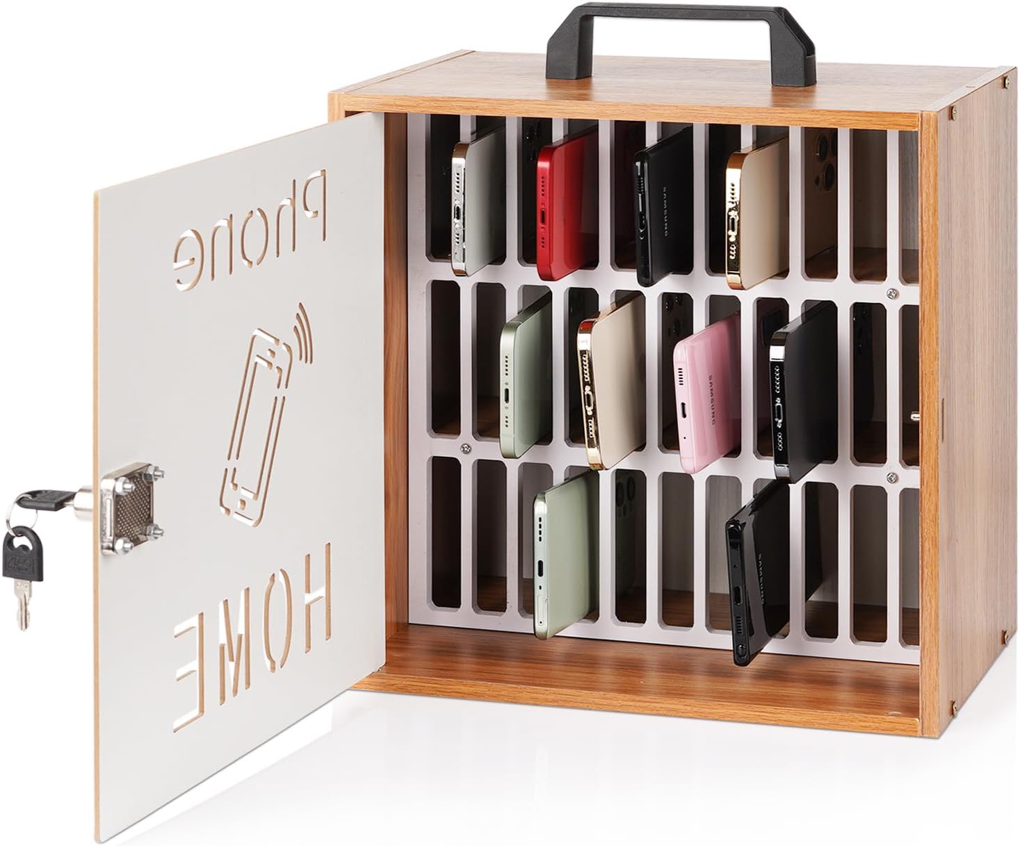 Amazon.com : Lzttyee Cell Phone Holder Classroom 33 Slots Wooden Cell ...