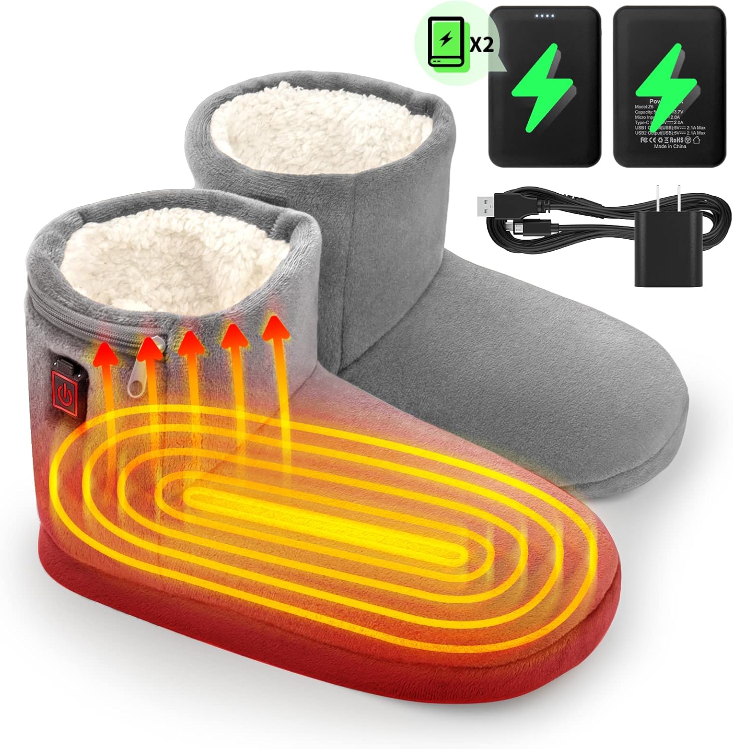 Amazon.com: Ulefi USB Electric Heated Slippers Foot Warmer Under Desk ...