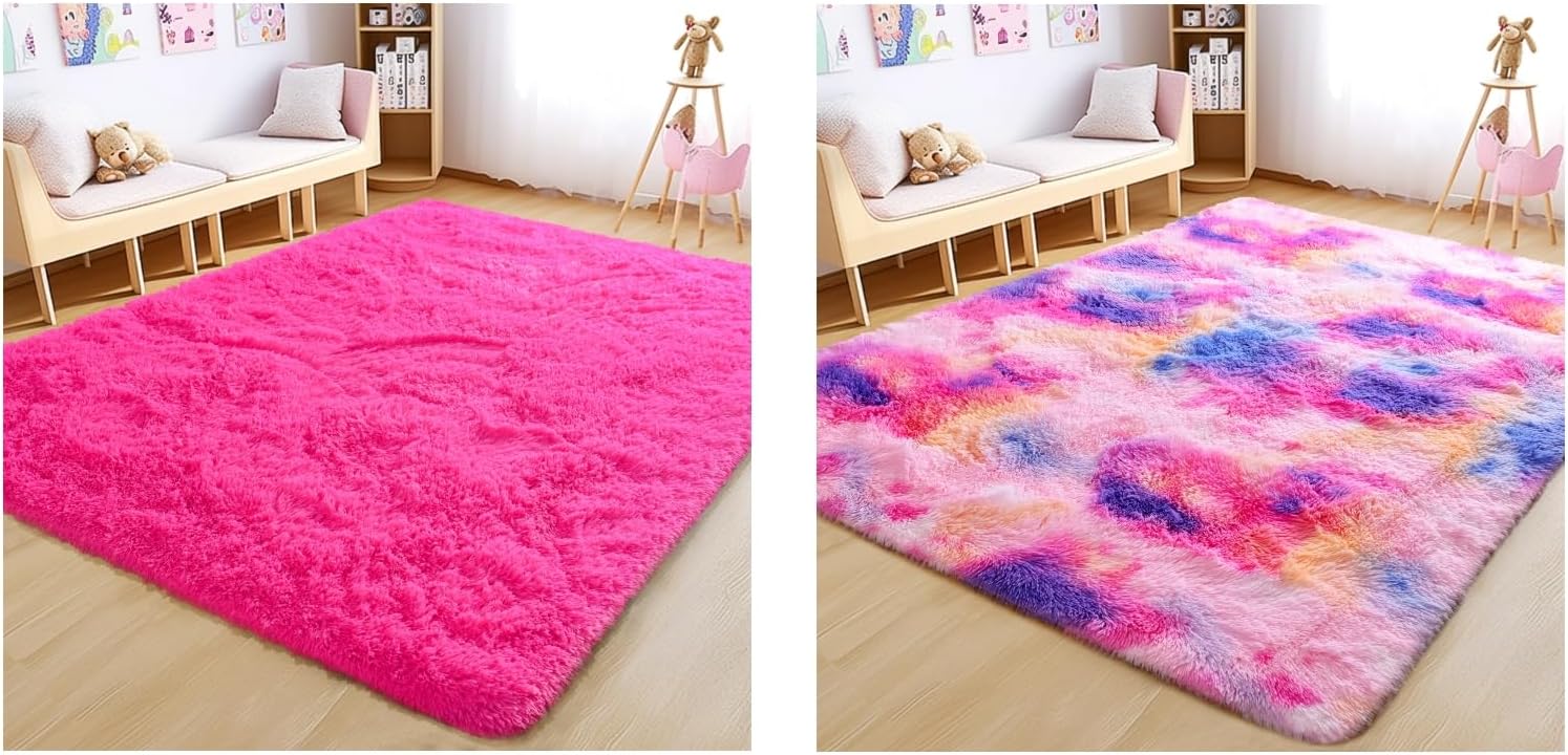 Amazon.com: Awaytail Fluffy Rug 4x6 Hot Pink Fuzzy Rugs for Bedroom ...