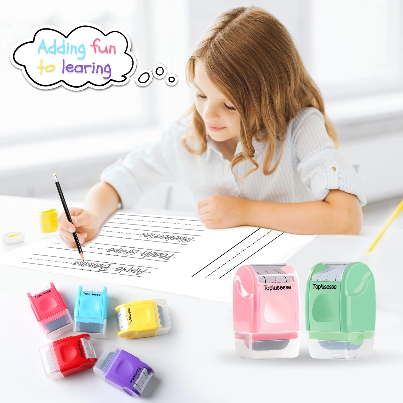 Snapklik.com : Toplusesse Dashed Handwriting Line Roller Stamps Self ...