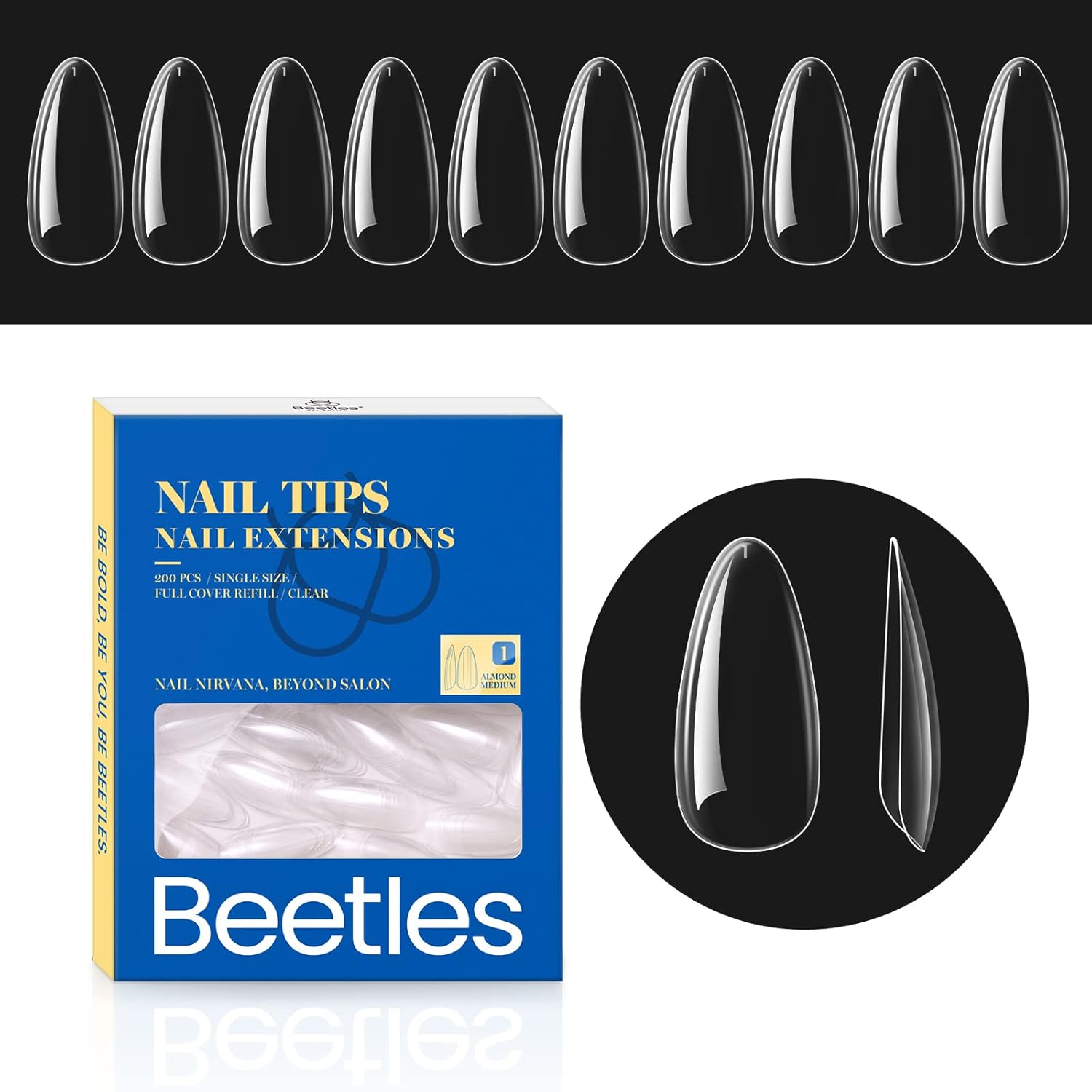 Amazon.com : Beetles Gel Nail Tips Refill Pack Almond Medium Shape ...