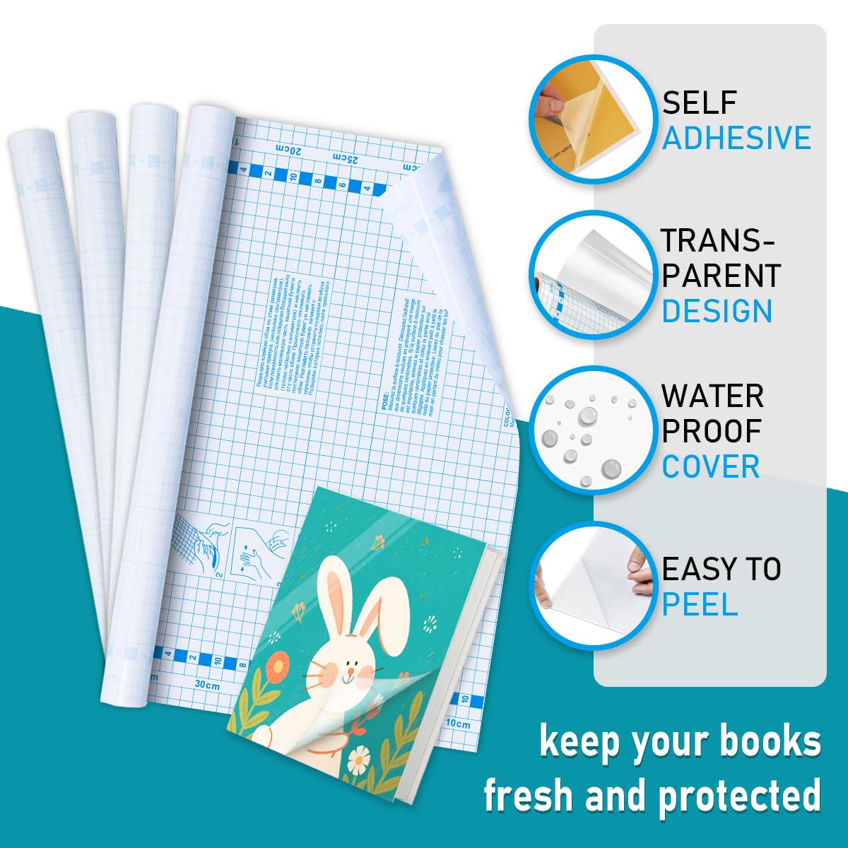 Snapklik.com : Chell 4 Pack Clear Contact Paper Roll For Books