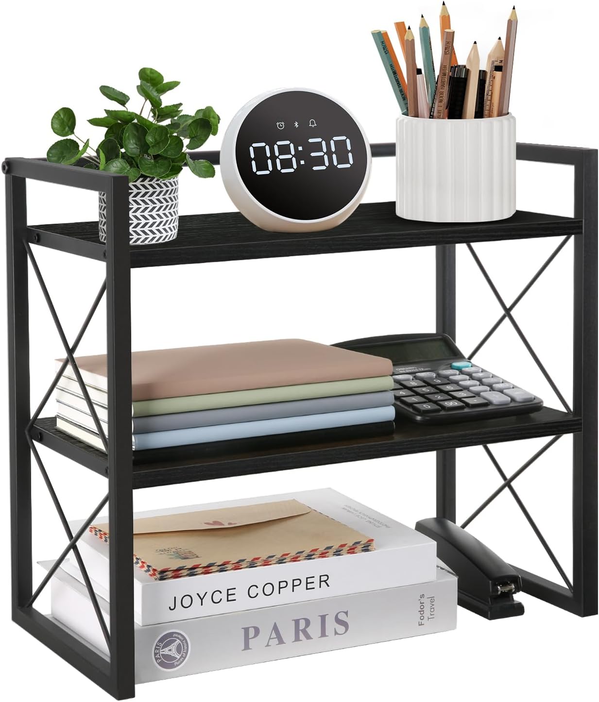 Amazon.com: Desktop Organizer Shelf, 1-2 Tier Organizer Storage Shelf ...