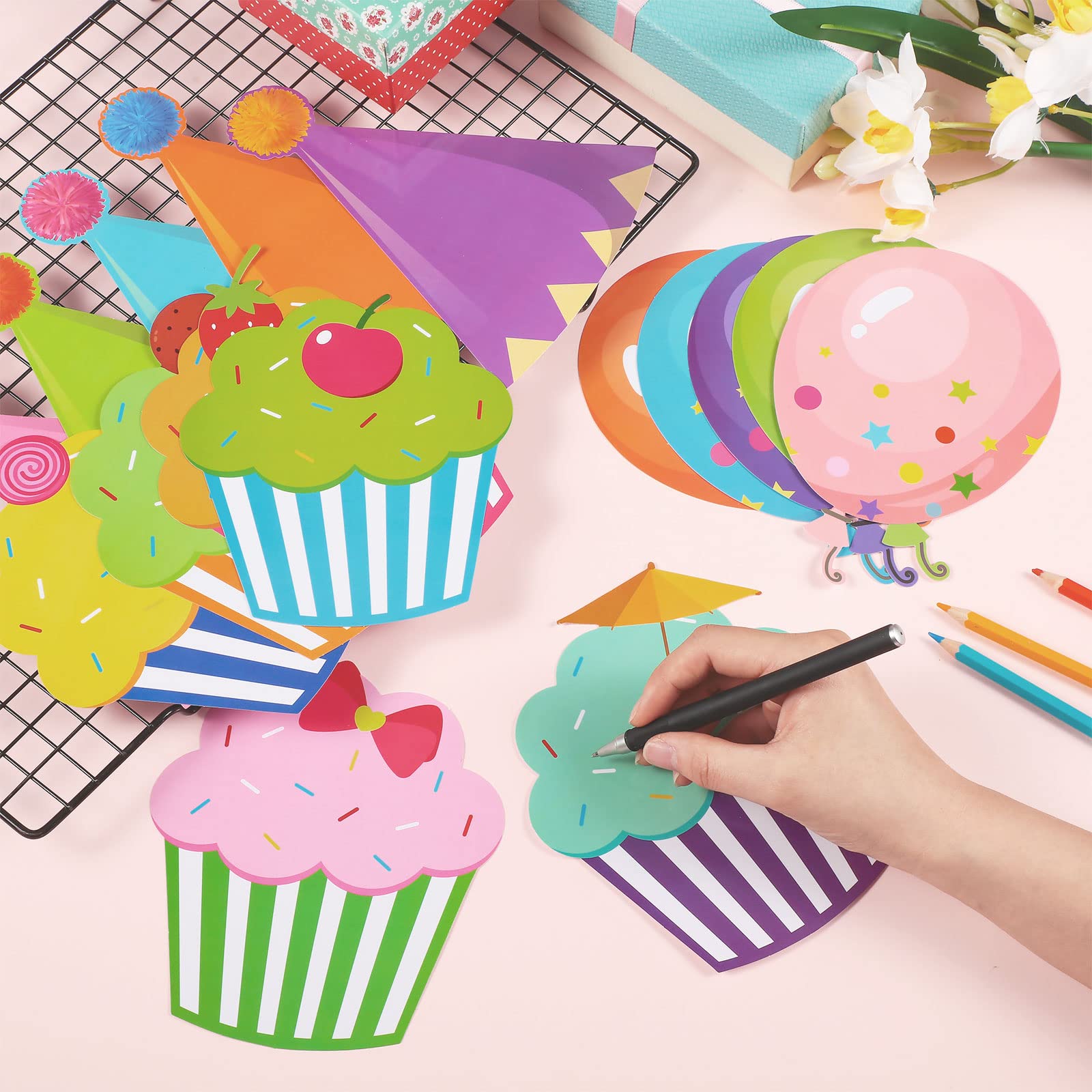 Snapklik.com : 60 Pieces Colorful Cupcake Cutouts Birthday Classroom ...