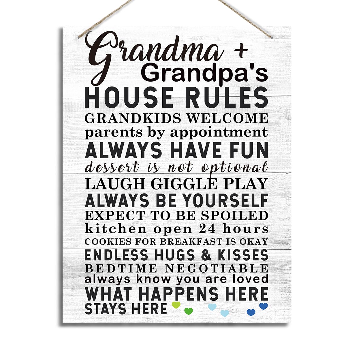 Amazon.com: Grandma + Grandpa's House Rules Sign, Decorative Hanging Wood Plaque for Wall ...