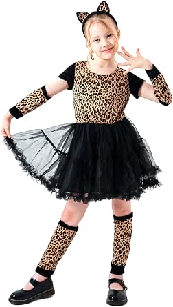 Amazon.com: Willheoy Cheetah Costume for Girls Halloween Kids Leopard ...