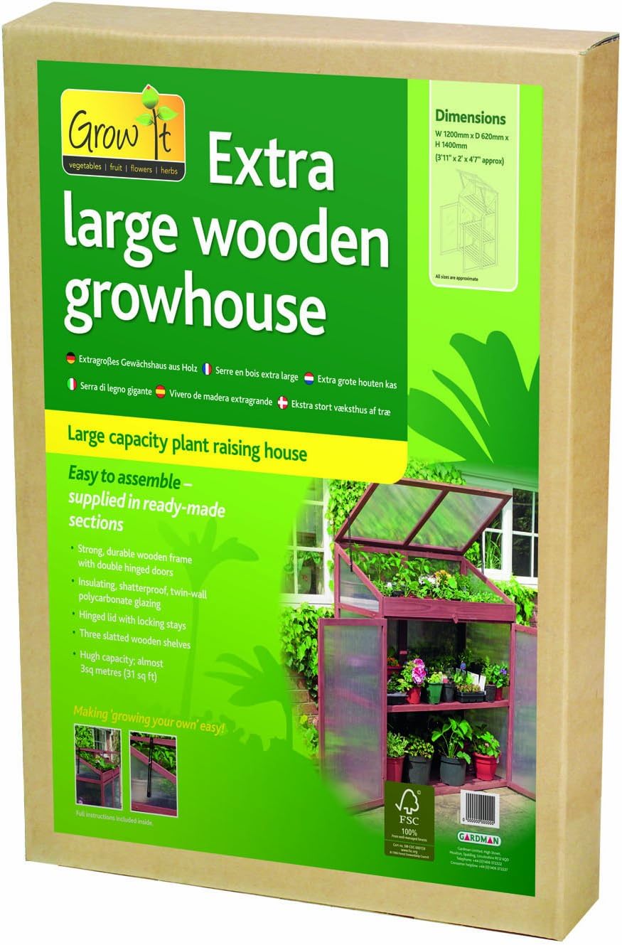 Amazon.com: Gardman EXTRA LARGE WOODEN GROWHOUSE : Patio, Lawn & Garden