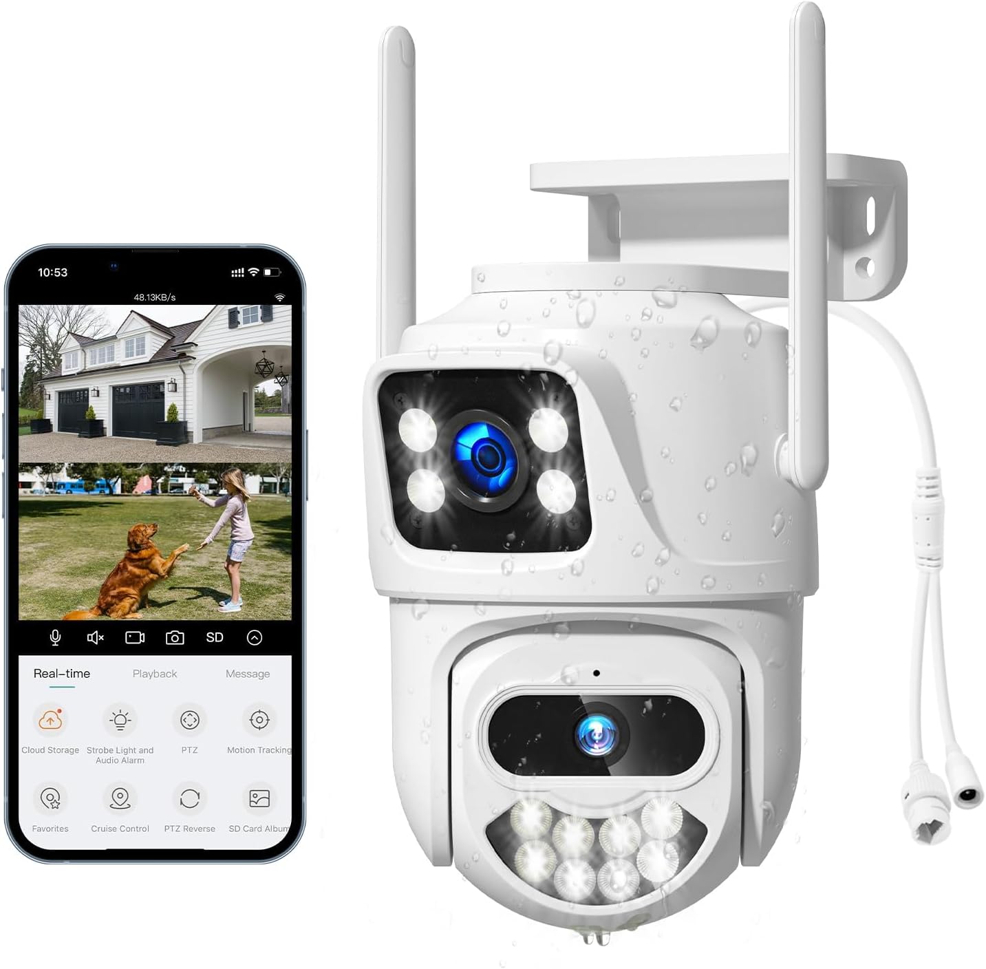 Amazon.com : GESKS ICSEE WiFi Camera Security 6MP Dual Lens Wireless ...