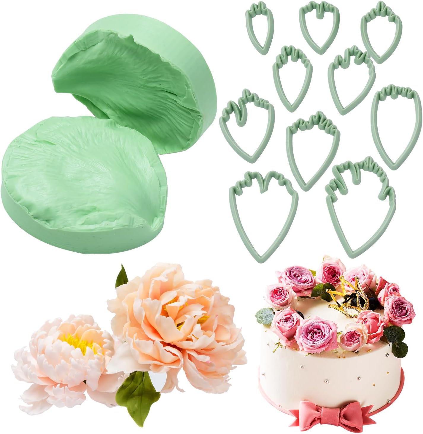 Amazon.com: 8set Gum Paste Flower Molds and Cutters Fondant Paste ...