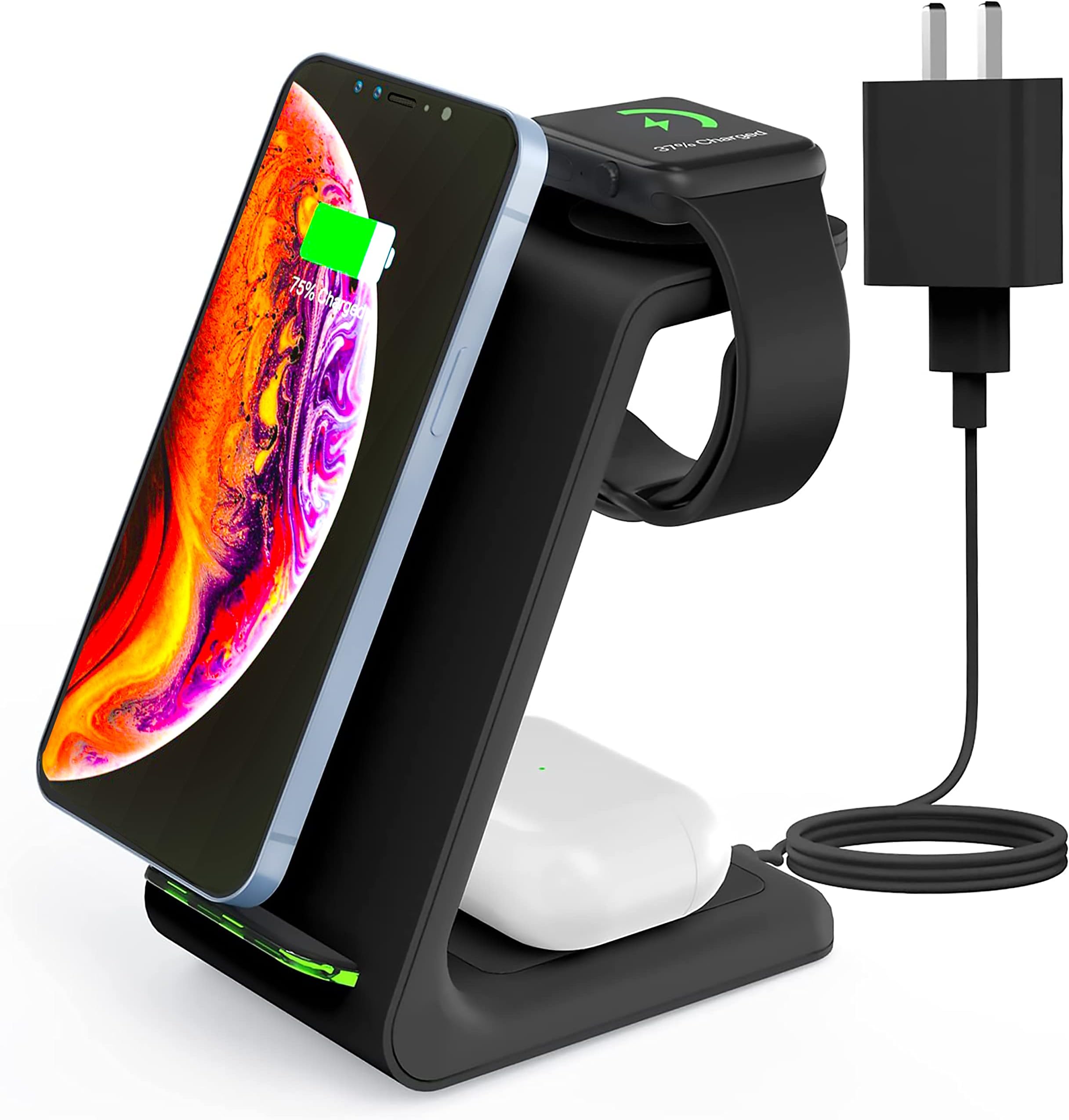 Amazon.com: JARGOU 3 in 1 Wireless Charging Station Wireless Charger ...