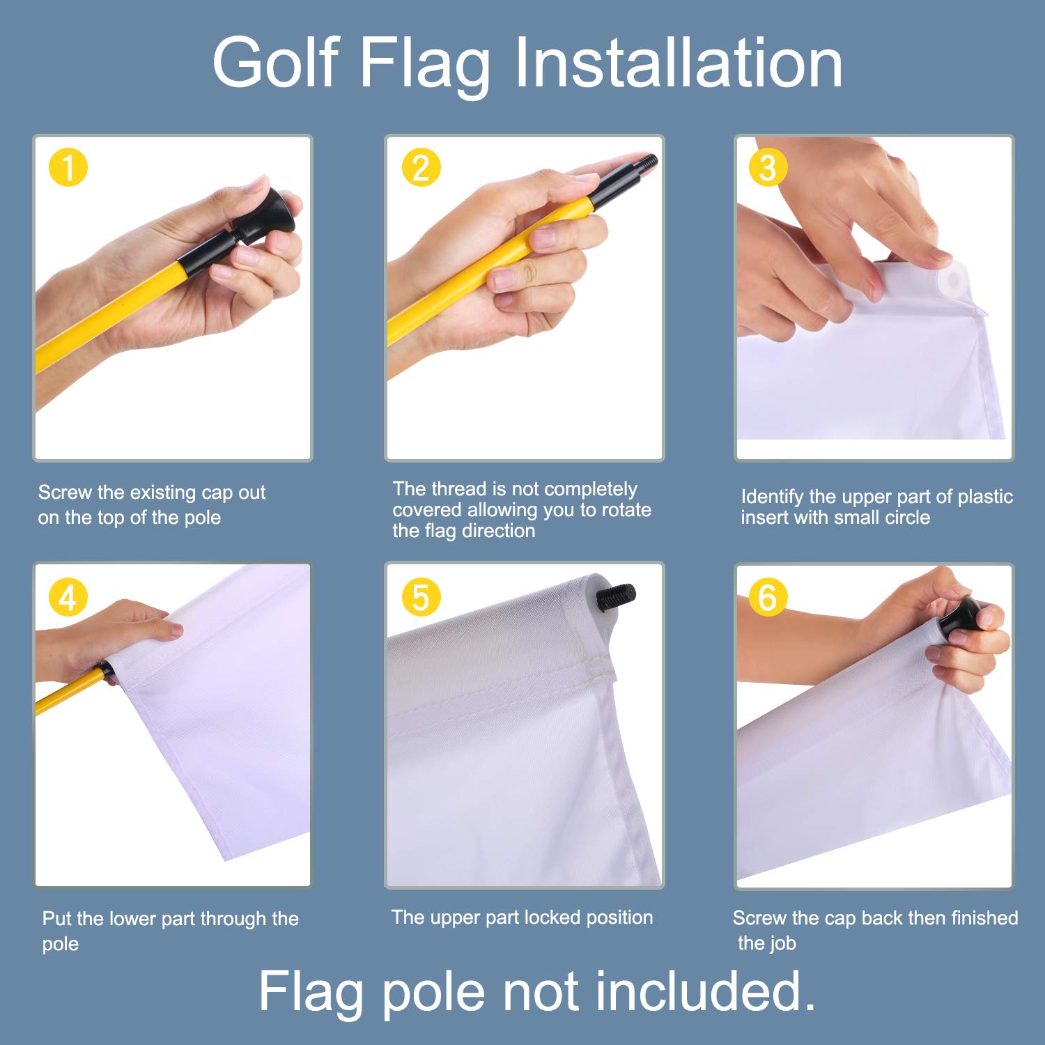 Snapklik.com : Golf Flag 20x14 Inch - Plain White, 420D Nylon, Tube ...