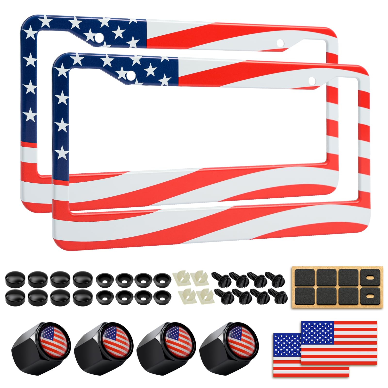 XCLPF American Flag License Plate Frame 2 Holes Front Rear Patriotic ...