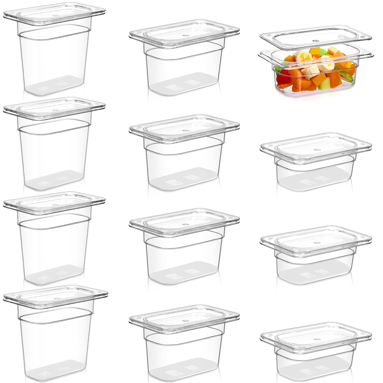 Amazon.com: Tioncy 12 Pcs 1/9 Size Clear Food Pans with Lids Stackable ...