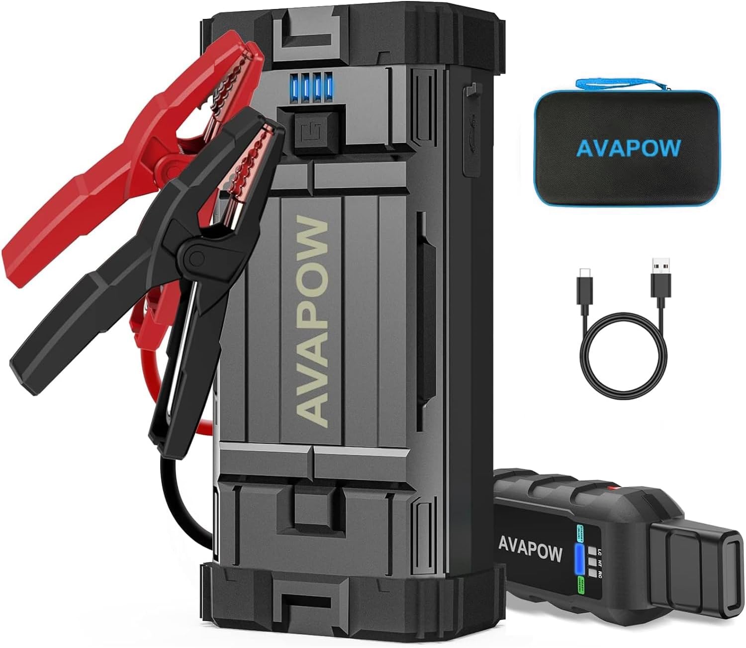 Amazon.com: Avapow A68 Jump Starter 6000a with Avapow Wall Charger 18W ...