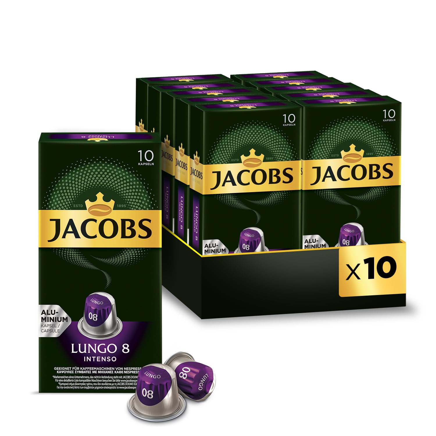 Jacobs Kapsül Kahve Lungo 8 Intense x 10 Paket : Amazon.com.tr