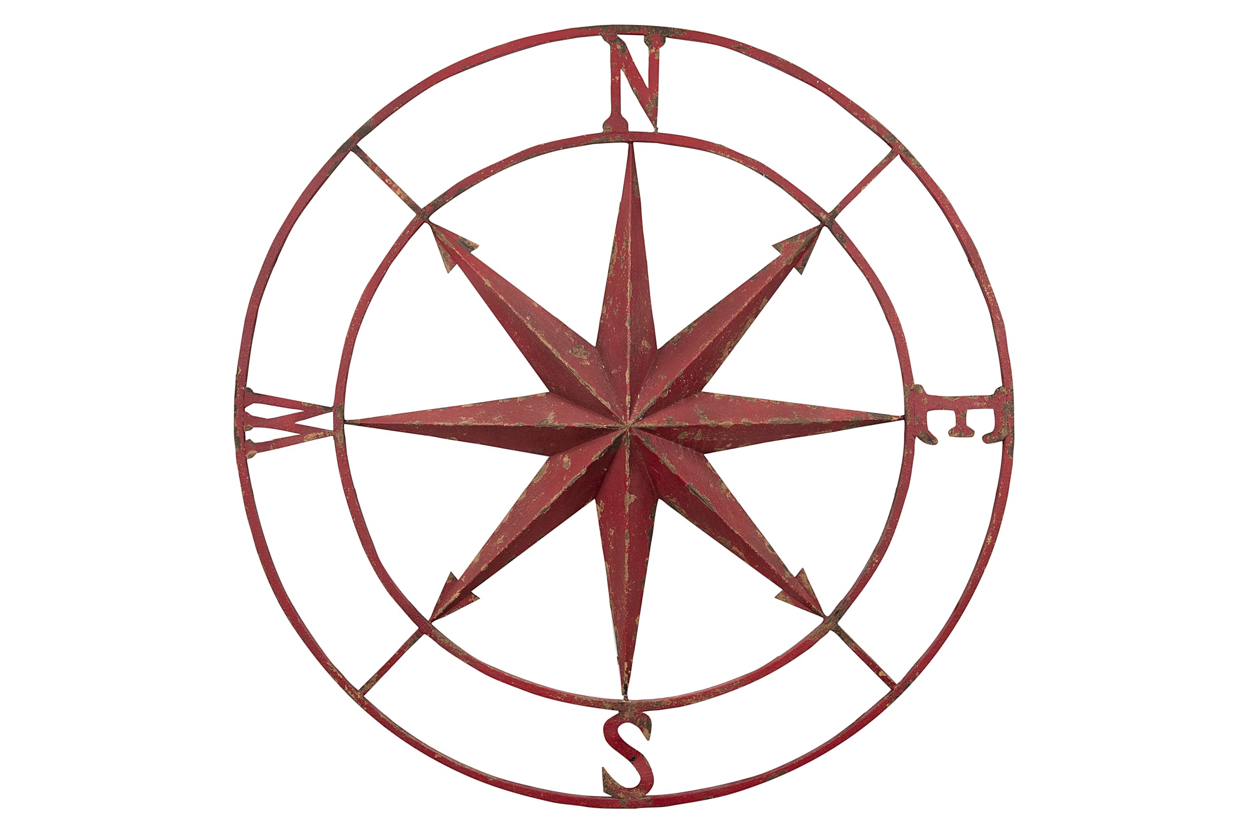 Amazon.com: Creative Co-Op Distressed Red Metal Compass Wall Décor ...