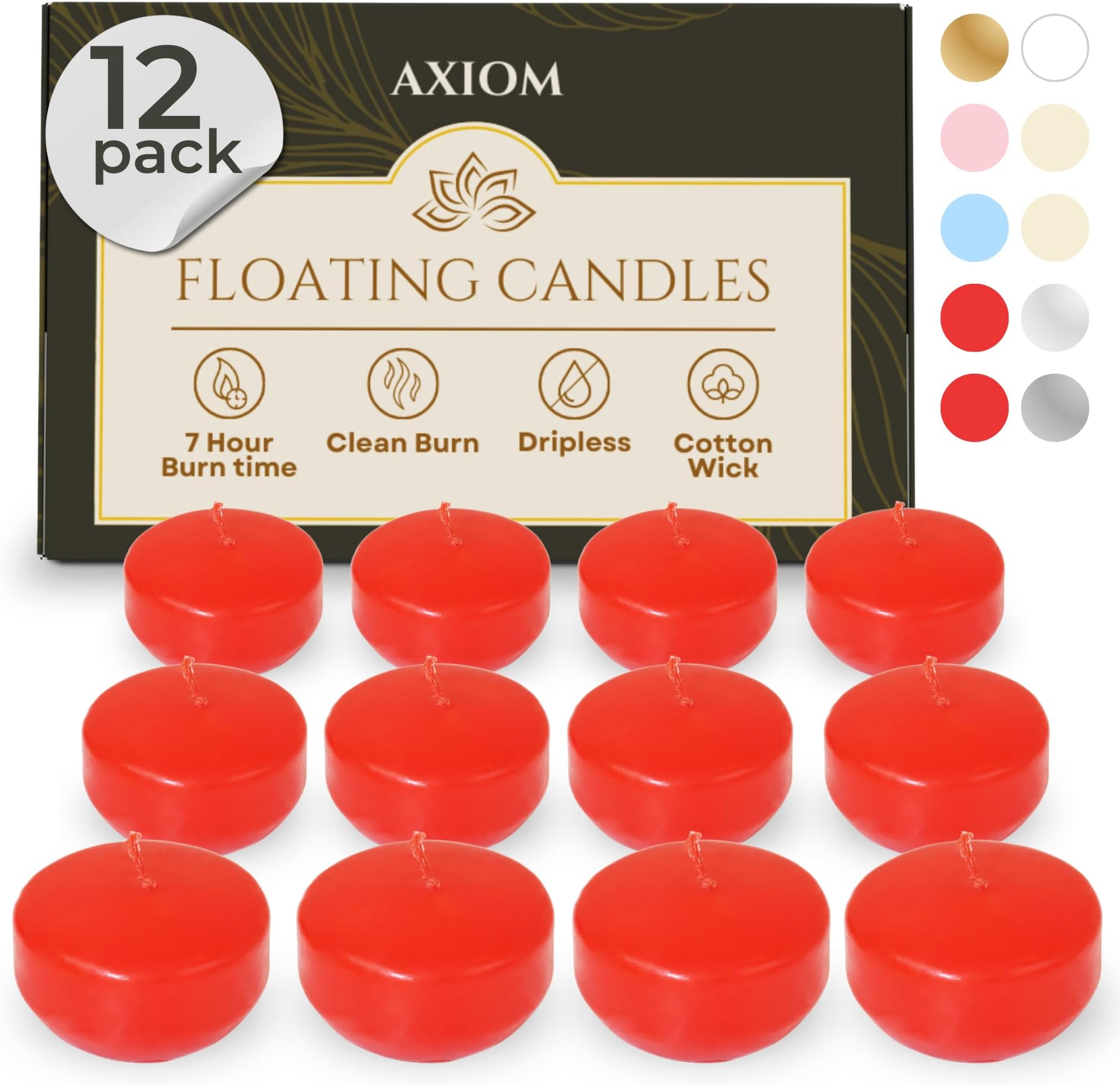 Amazon.com: 24 PCS Red Floating Candles, Unscented Dripless Wax Discs ...