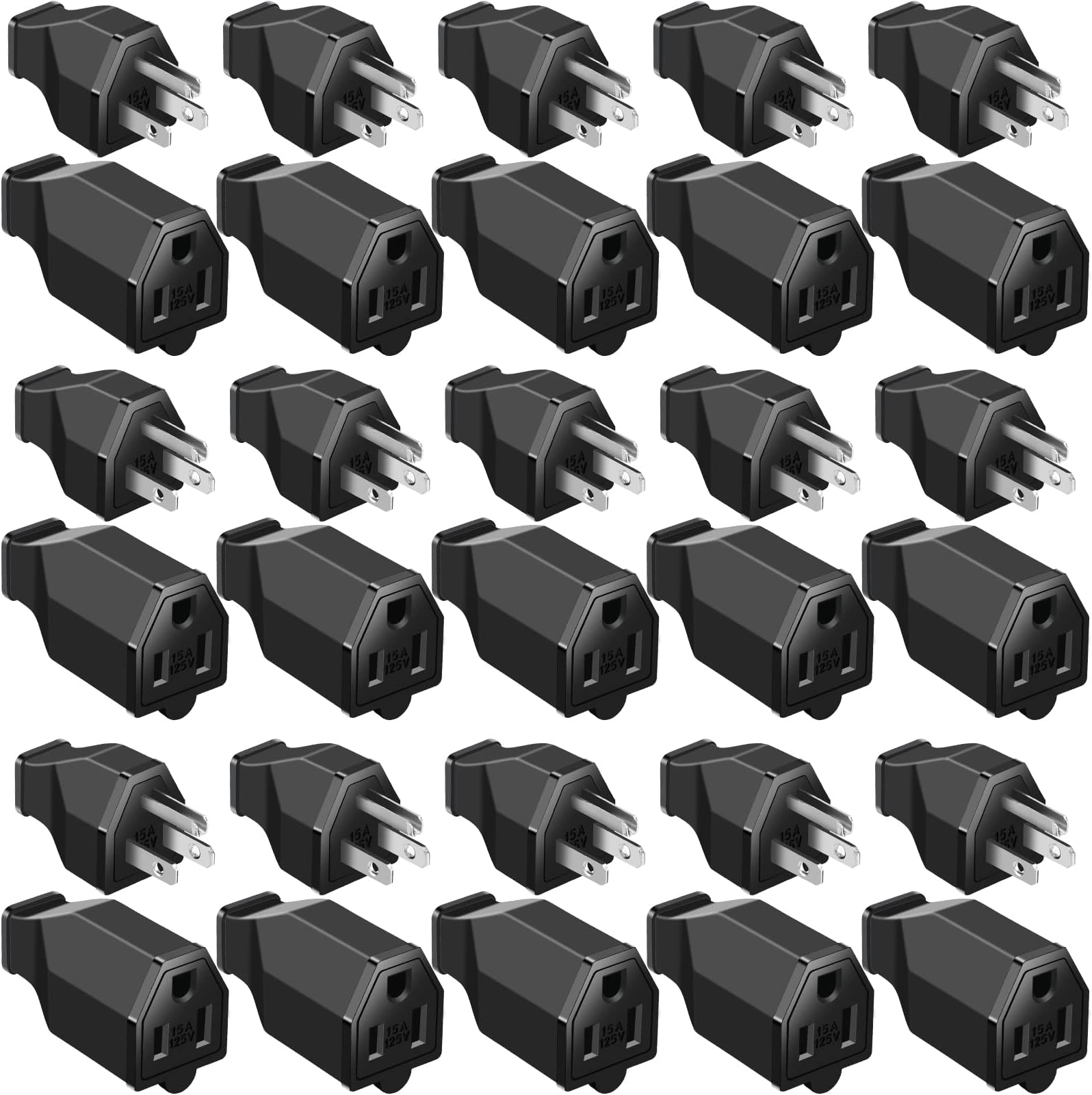 30 Pcs Extension Cord Replacement Ends Male and Female Heavy Duty 3 ...