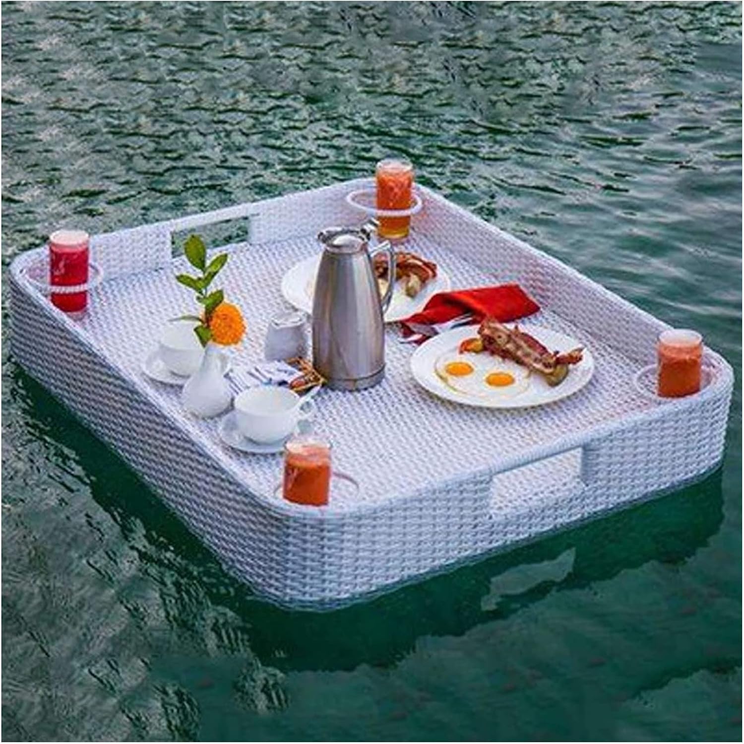 Amazon.co.jp: Luxury Floating Serving Tray Pool Tray Table, Square ...