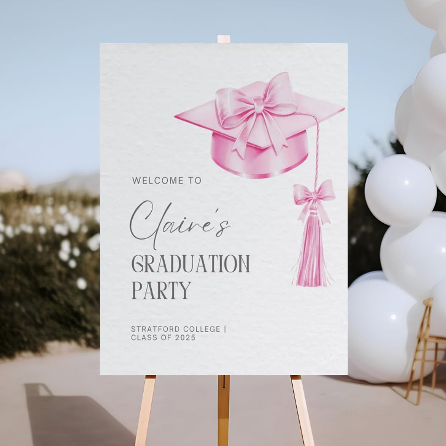 Amazon.com: Pink Hat Graduation Party Sign Template, Personalized ...