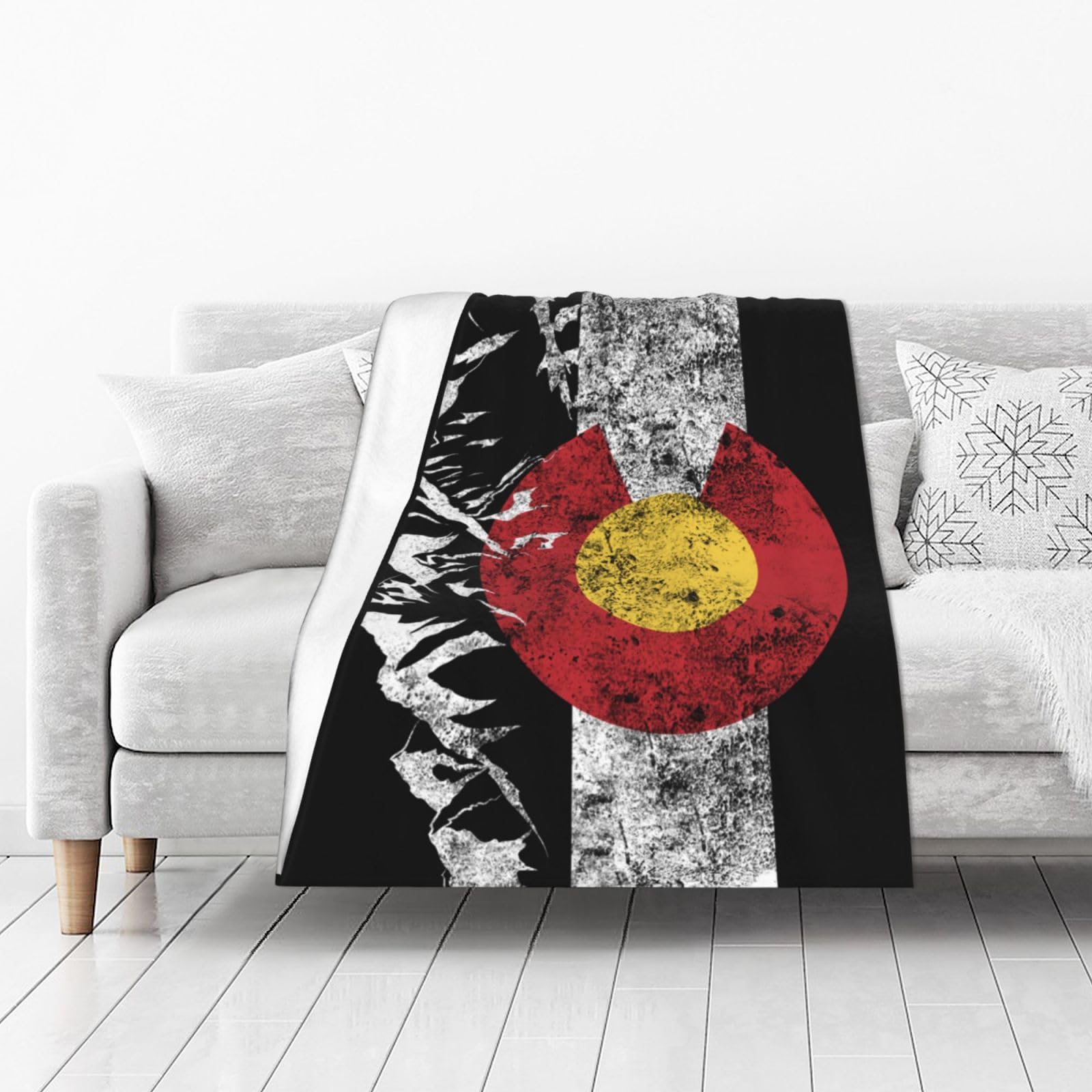 Amazon.com: Ultra-Soft Flannel Blanket Retro Colorado Flag Moutain ...